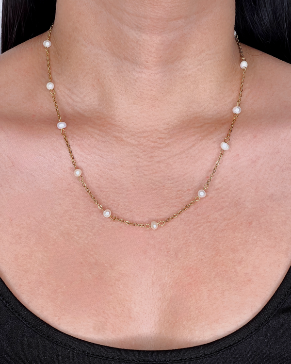 Sydney Baroque Freshwater Pearl Beaded Link Chain Gold (Chain Only) Ne ...