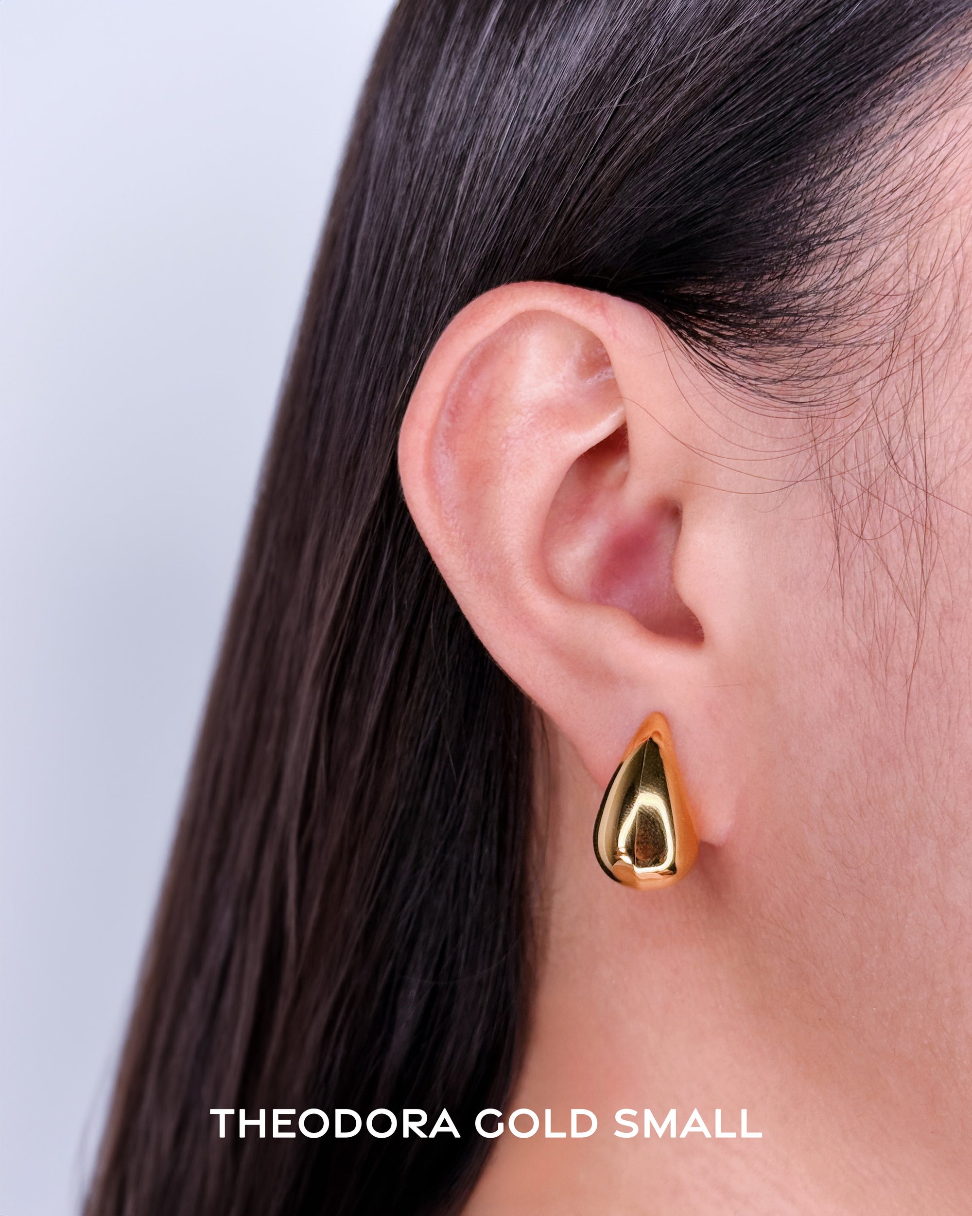 Theodora (Gold) Chunky Teardrop Design Gold Stud Drop Earrings - Fibi & Co.